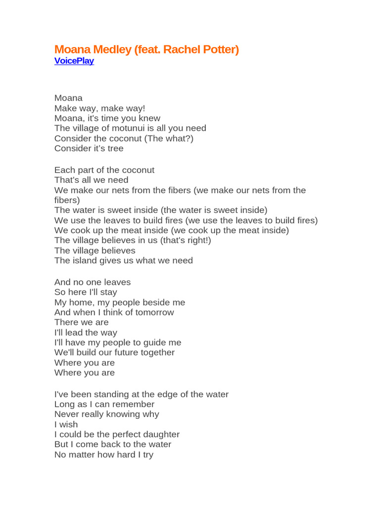 Letra - Moana Medley | PDF
