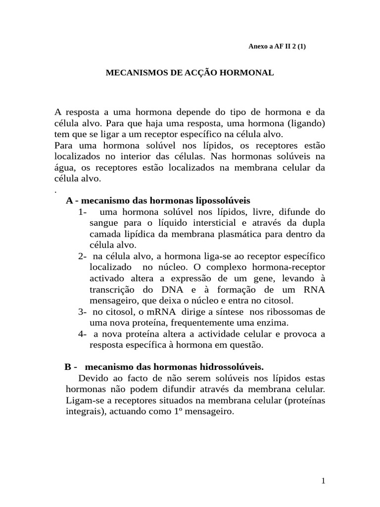 3 - Anexo A AF II 2 (1) Meca Nismos de Acá o Hormonal | PDF