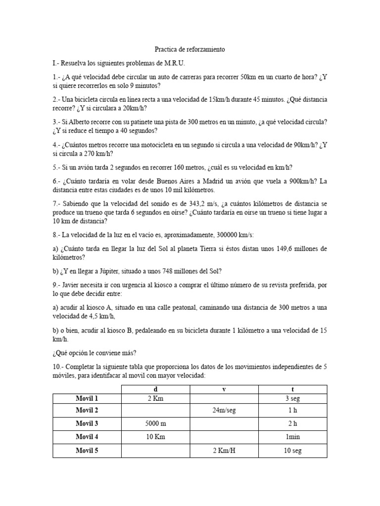 Practica de Reforzamiento Fisica 4to | PDF