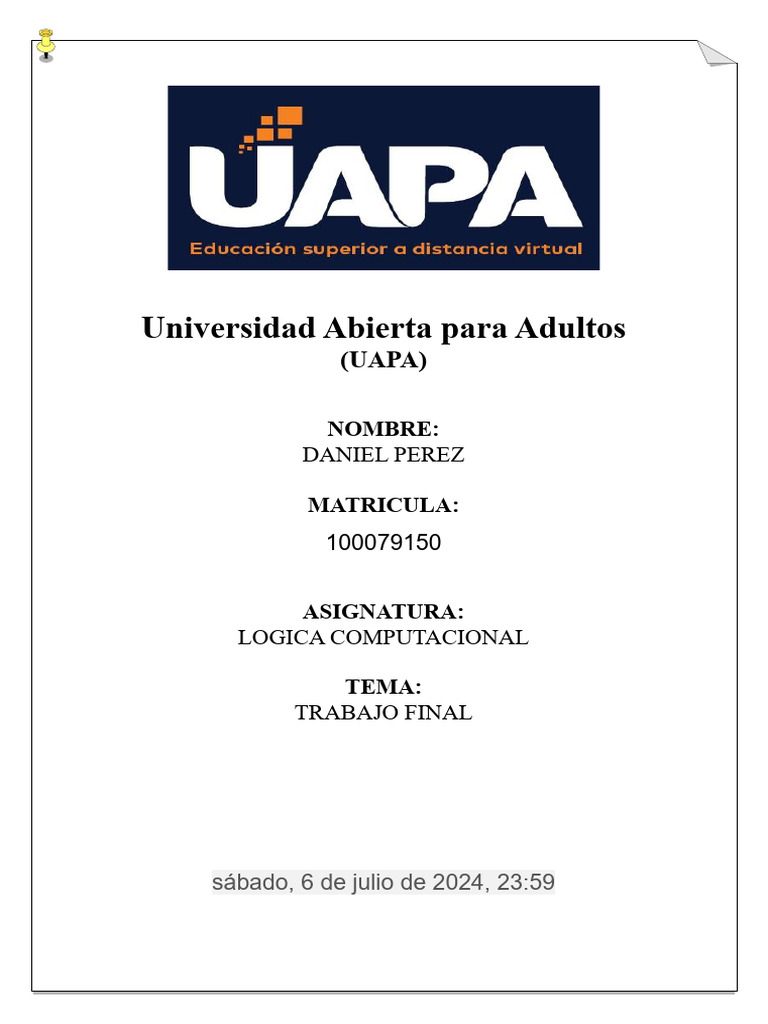 Trabajo Final Logica Computacional Daniel Perez | PDF | Algoritmos | Ingeniería de software