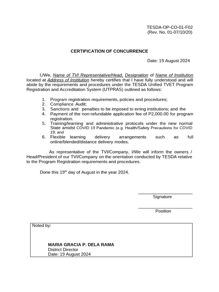 Certificate of Concurrence - New | PDF