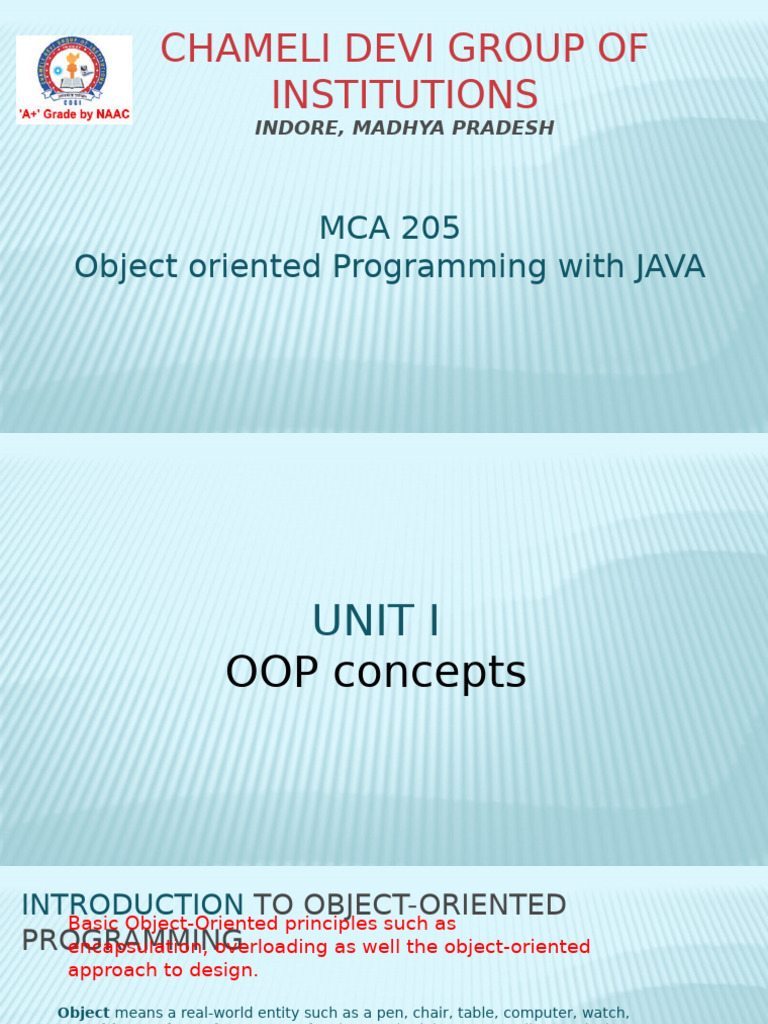MCA 205 OOT - Unit - I | PDF