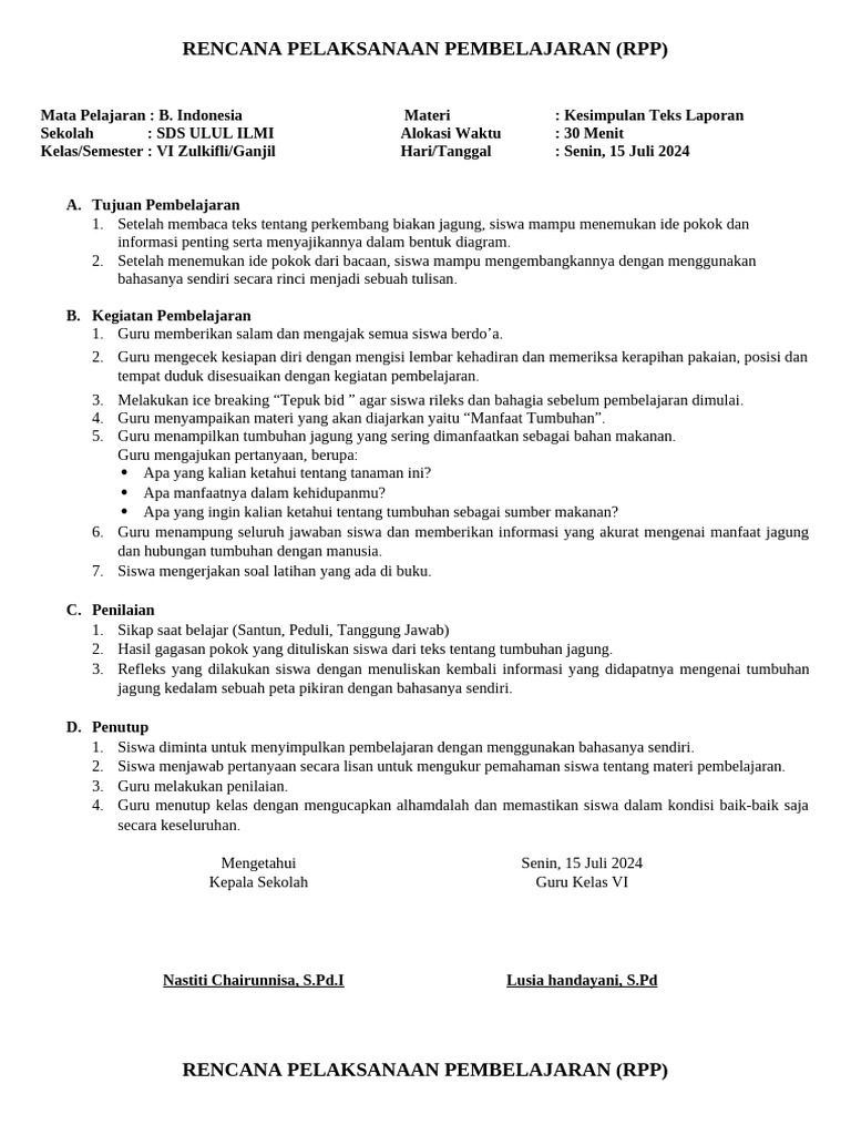 15 Juli 2024 RPPH Ummi Lusia Handayani | PDF