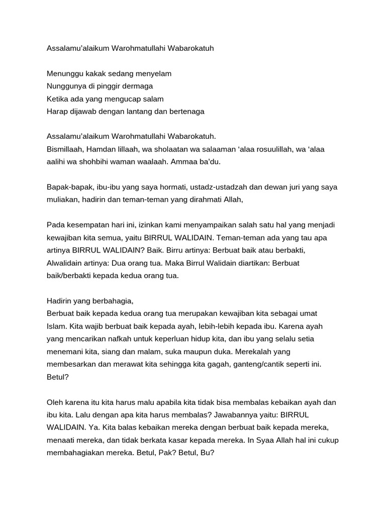 Pidato Birrul Walidain | PDF