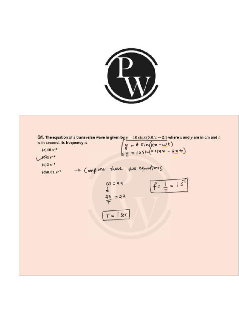Waves Practice Sheet 1 Solutions | PDF
