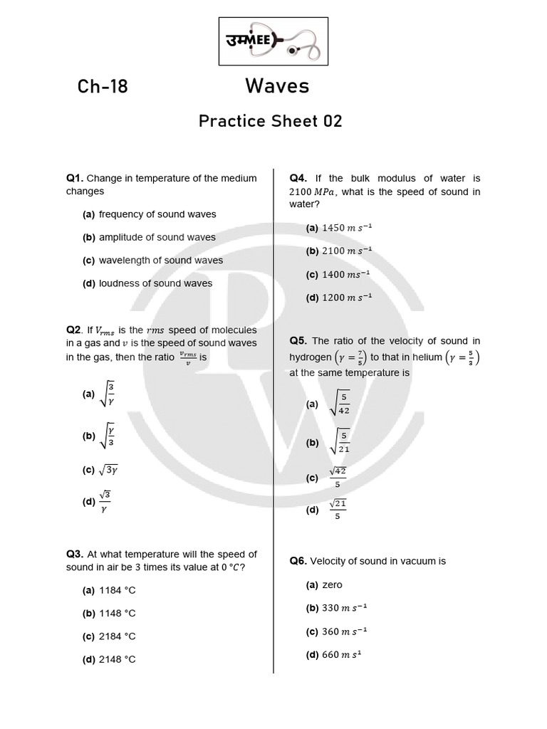 Waves Practice Sheet 2 | PDF