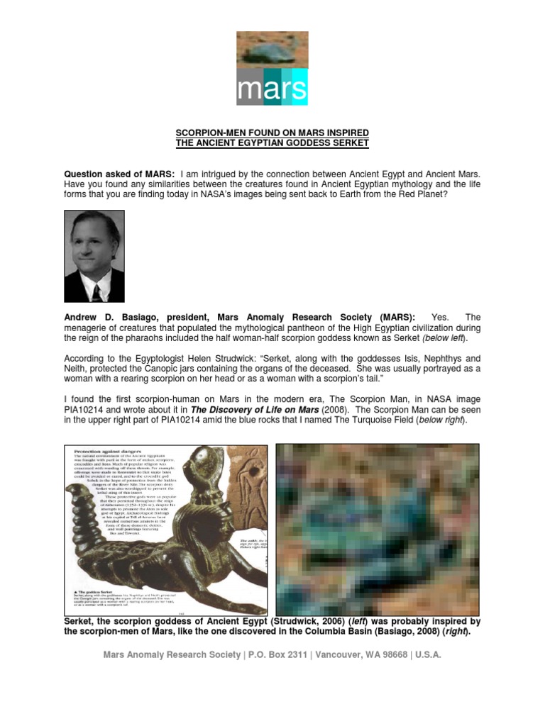 MARS Andrew D Basiago Ancient Egyptian Scorpion Woman Serket 7-7-10 ...