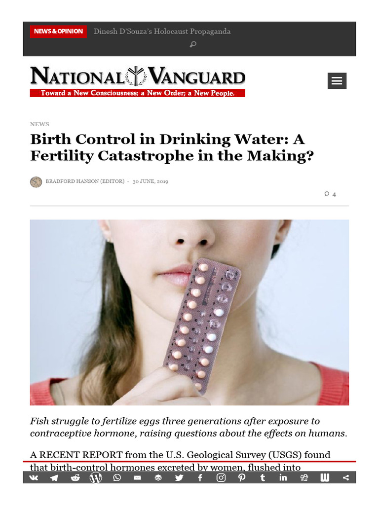 Birth Control in Drinking Water - A Fertility Catastrophe | PDF