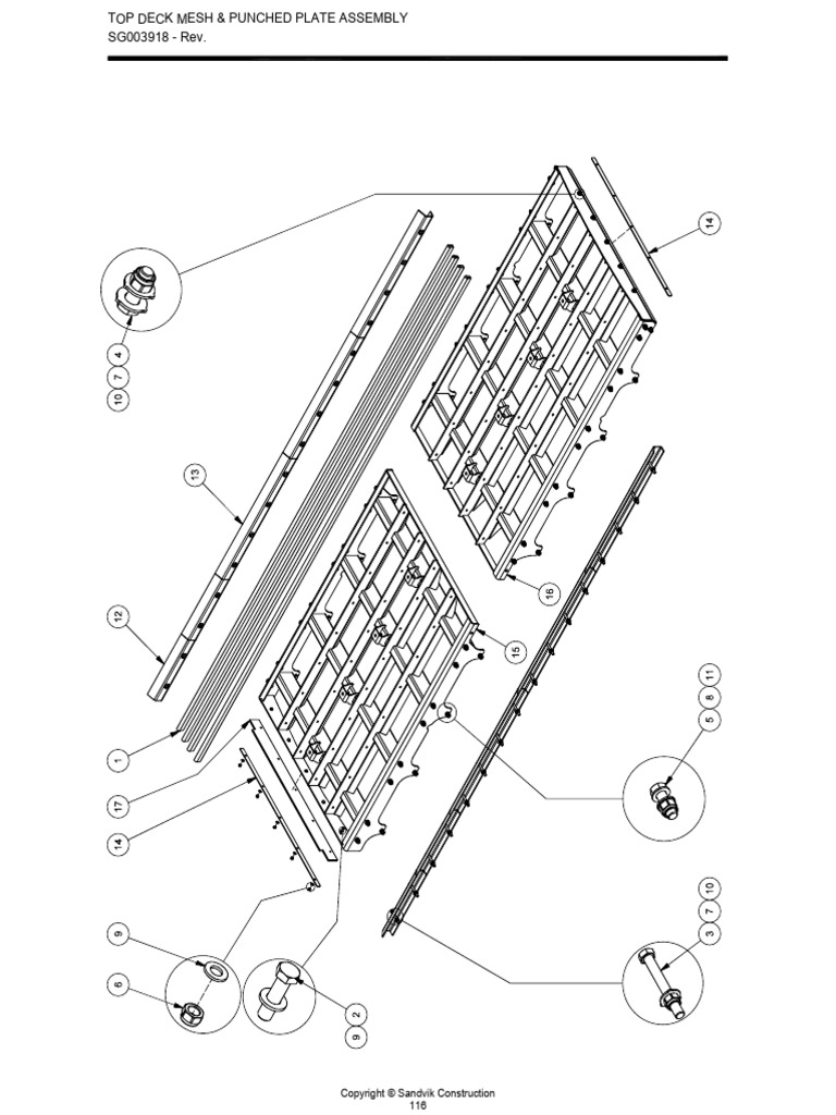 10 - Sandvik Qe441 Top Deck Mesh & Punched Plate Assembly (P116-129) | PDF