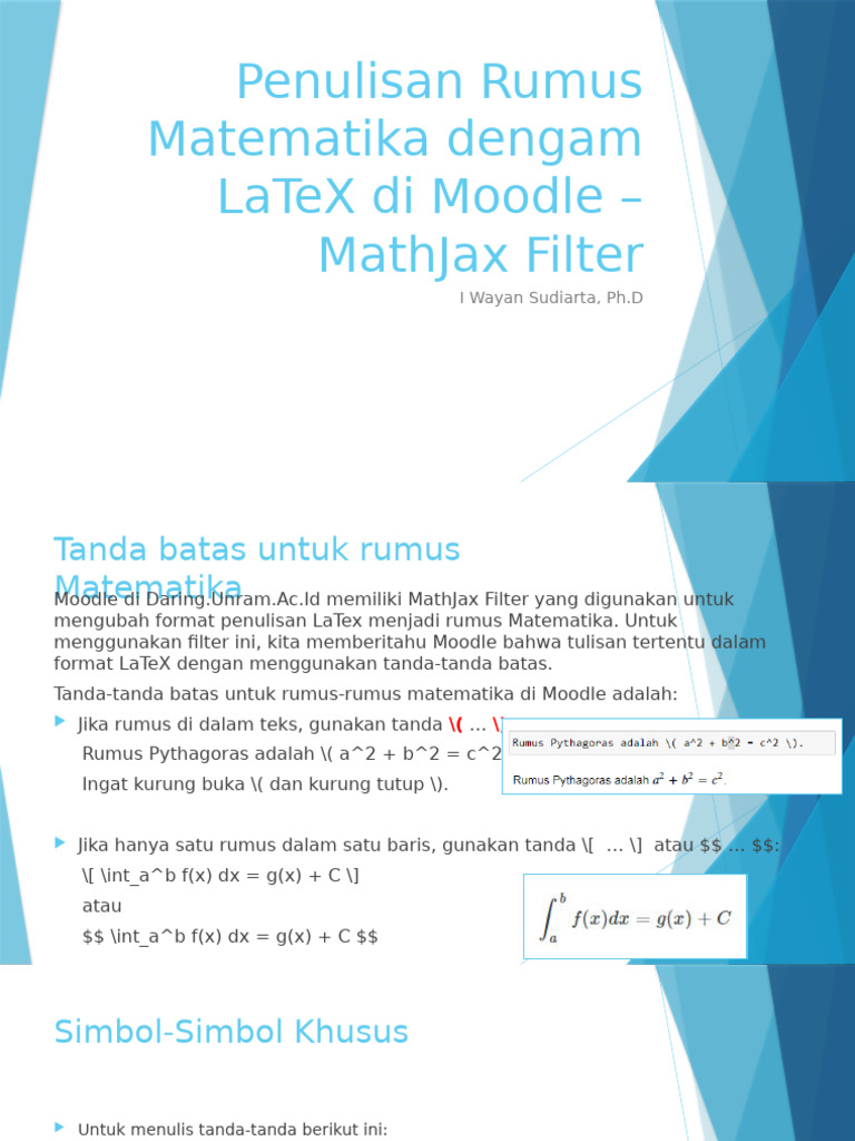 Penulisan Matematika Dengam Latex Di Moodle Pdf