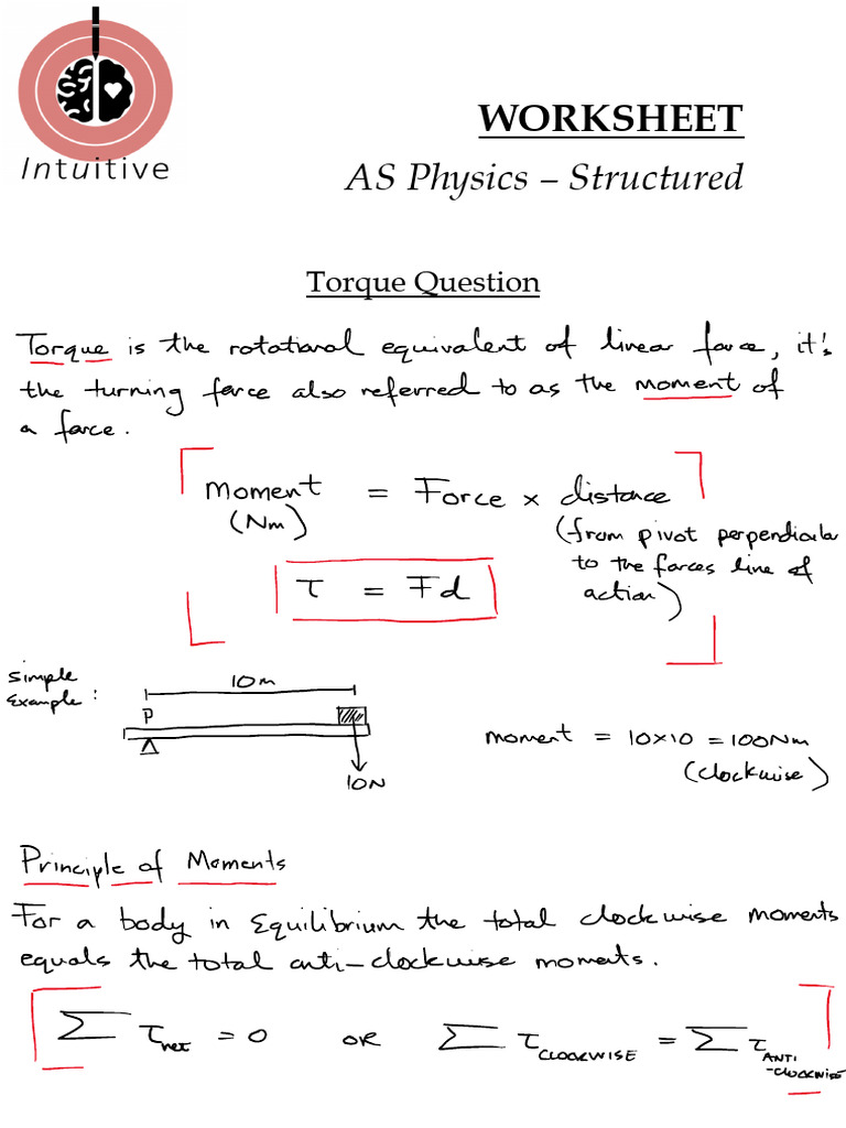 Torque Question - WORKSHEET | PDF