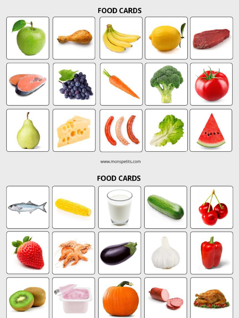Tarjetas Comida Food Cards | PDF