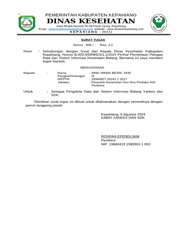 SURAT TUGAS EMA Pirt | PDF