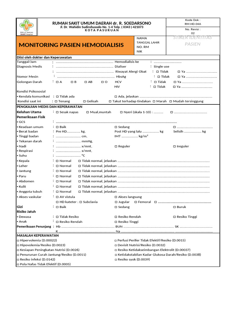 RM - hd.04 Monitoring Pasien Hemodialisis Rev.02 | PDF
