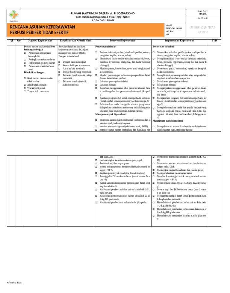 RM - Rak. Perfusi Perifer Tidak Efektif | PDF