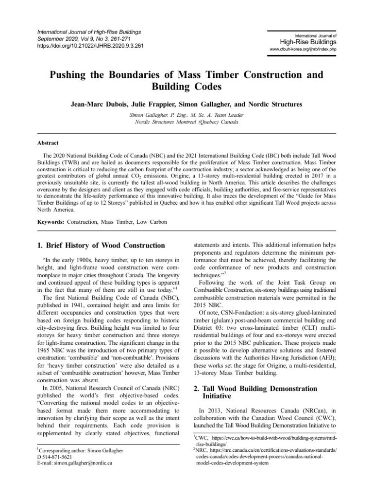 Pushing The Boundaries of Mass Timber Construction and Building Codes | PDF