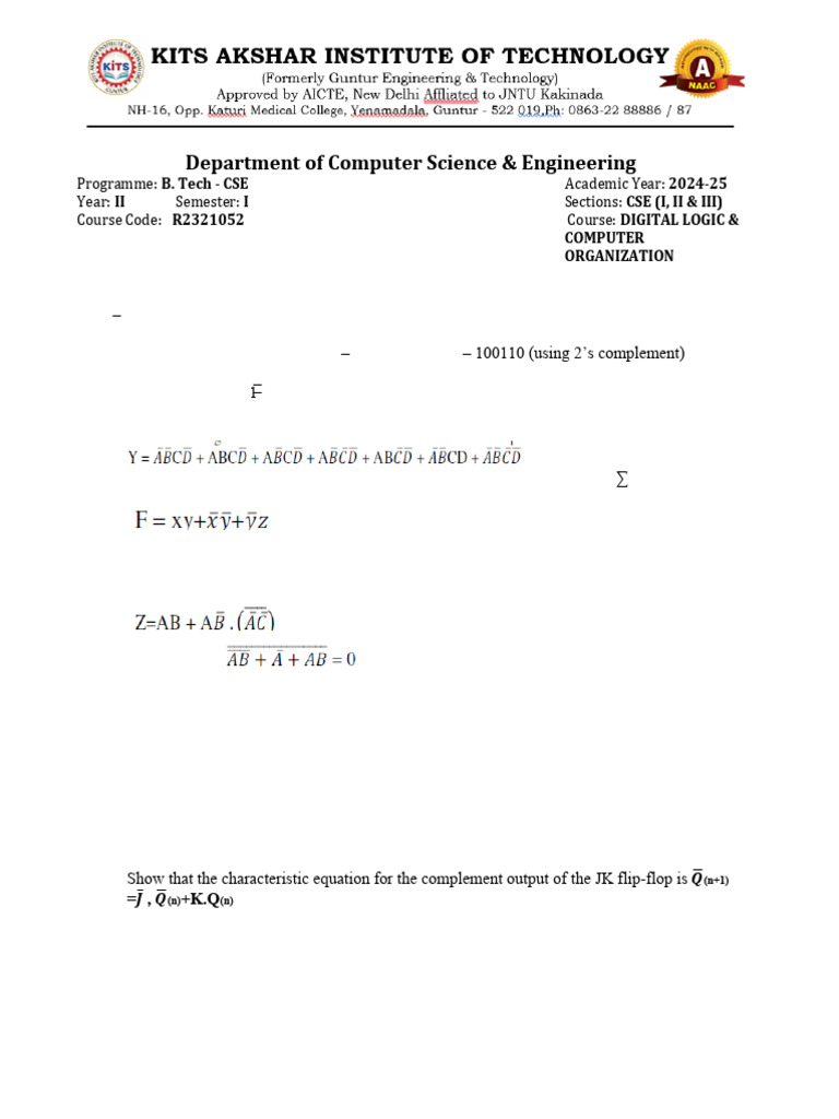 Dlco Mid 1 Question Bank r23 | PDF | Teaching Methods & Materials | Computers