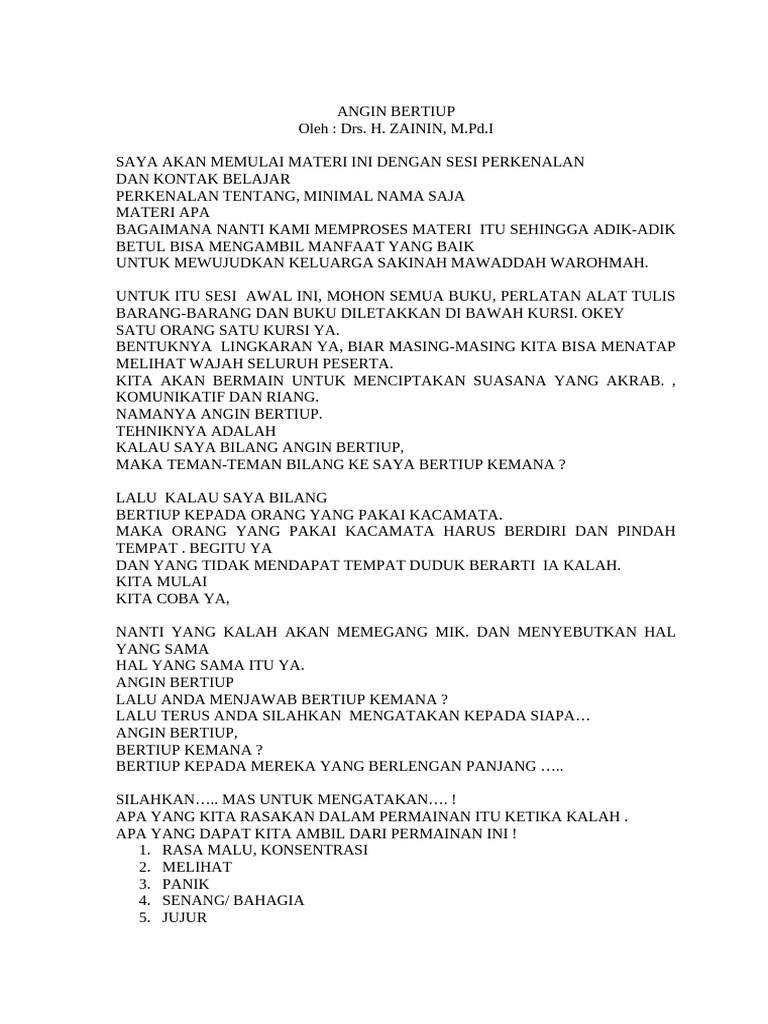 Materi Angin Bertiup | PDF