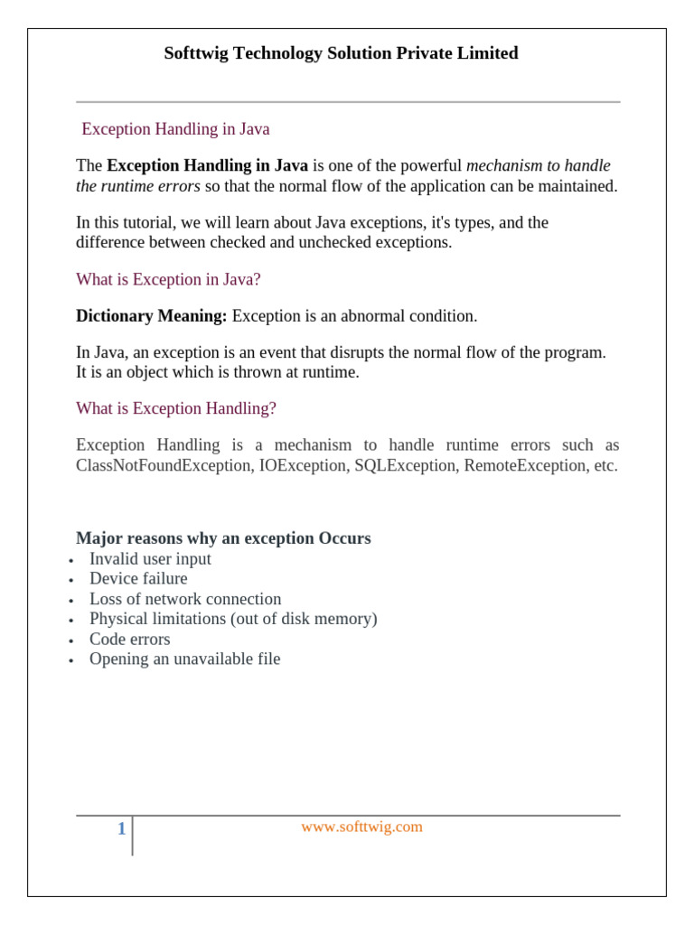 Exception Handling | PDF Exception Handling | PDF