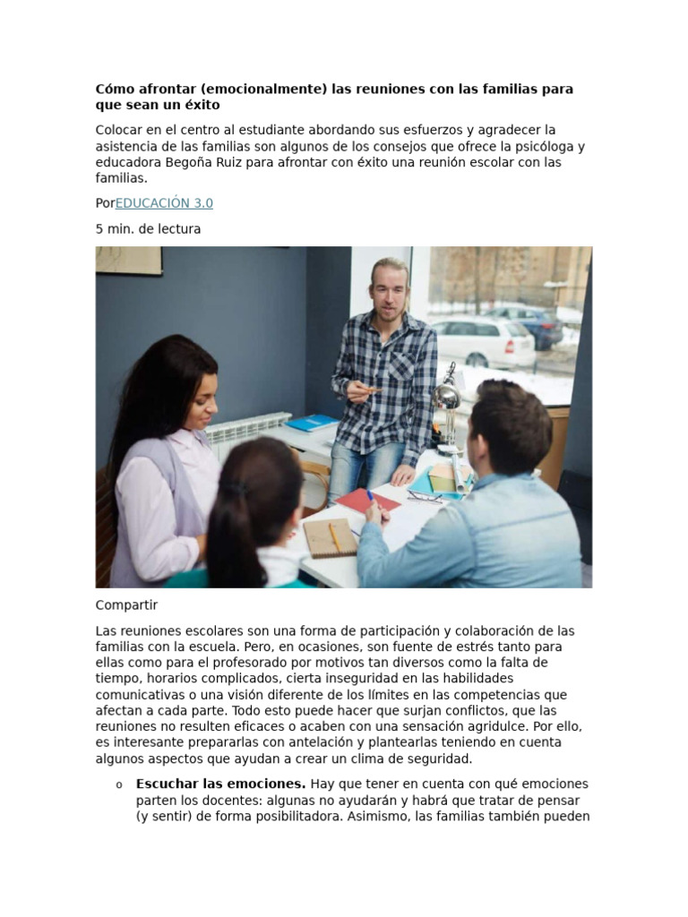 Cómo Afrontar Reunión Con Apoderados | PDF