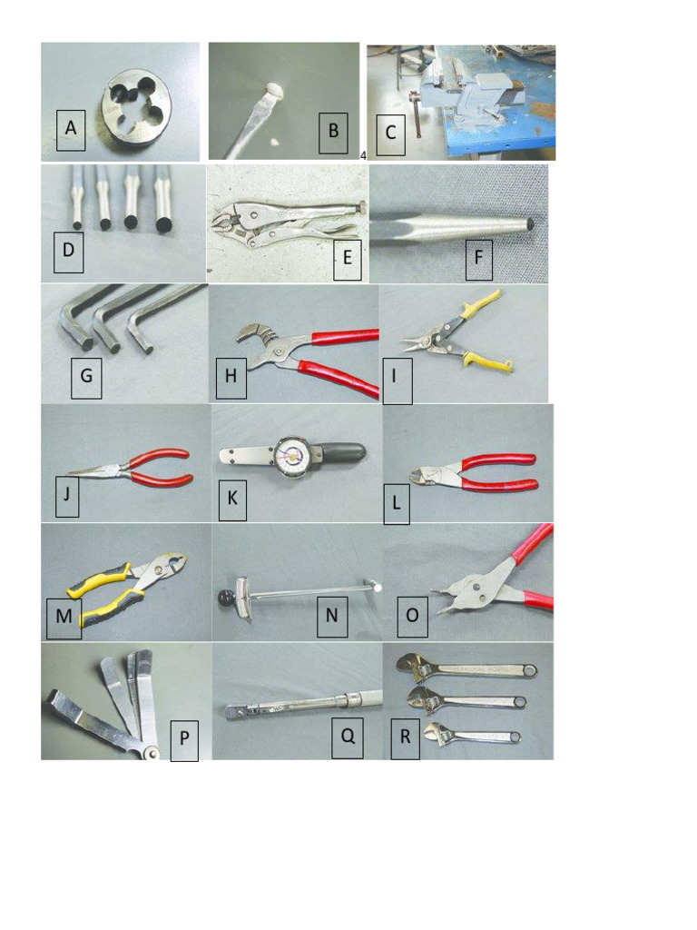 Tool Identification Pictures Quiz and Word Bank | PDF