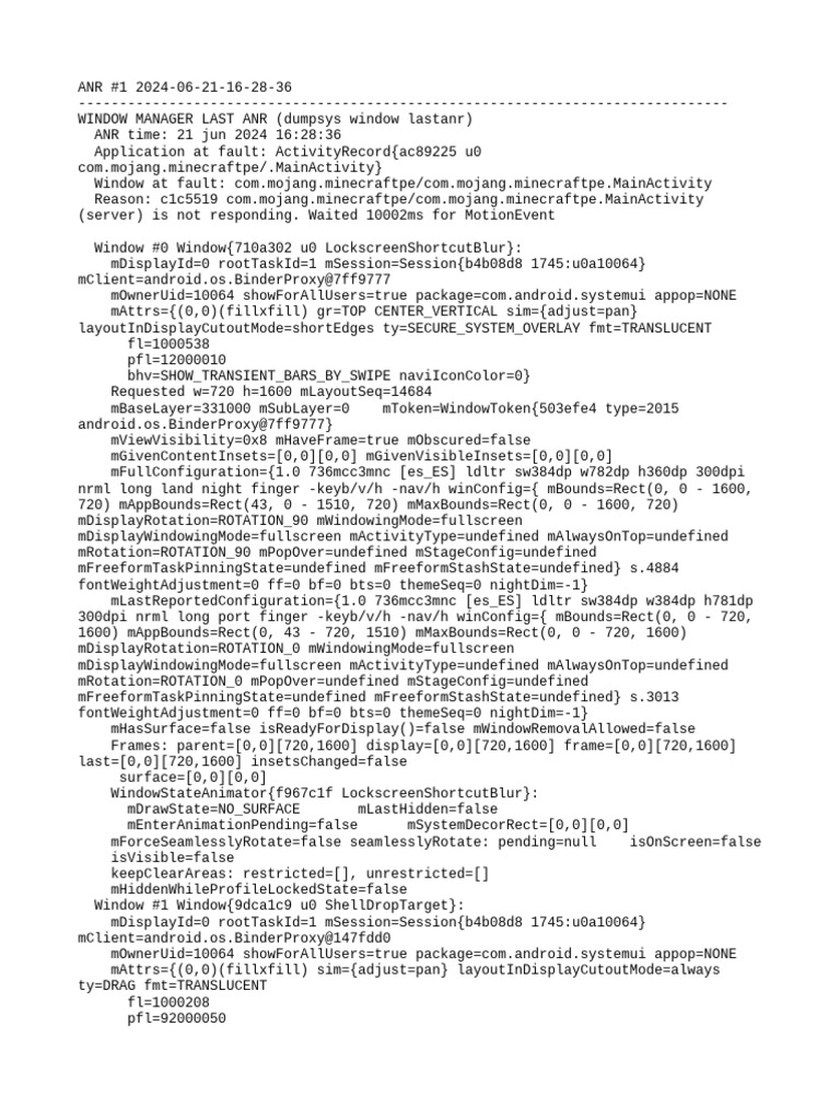 Dumpsys ANR WindowManager | PDF
