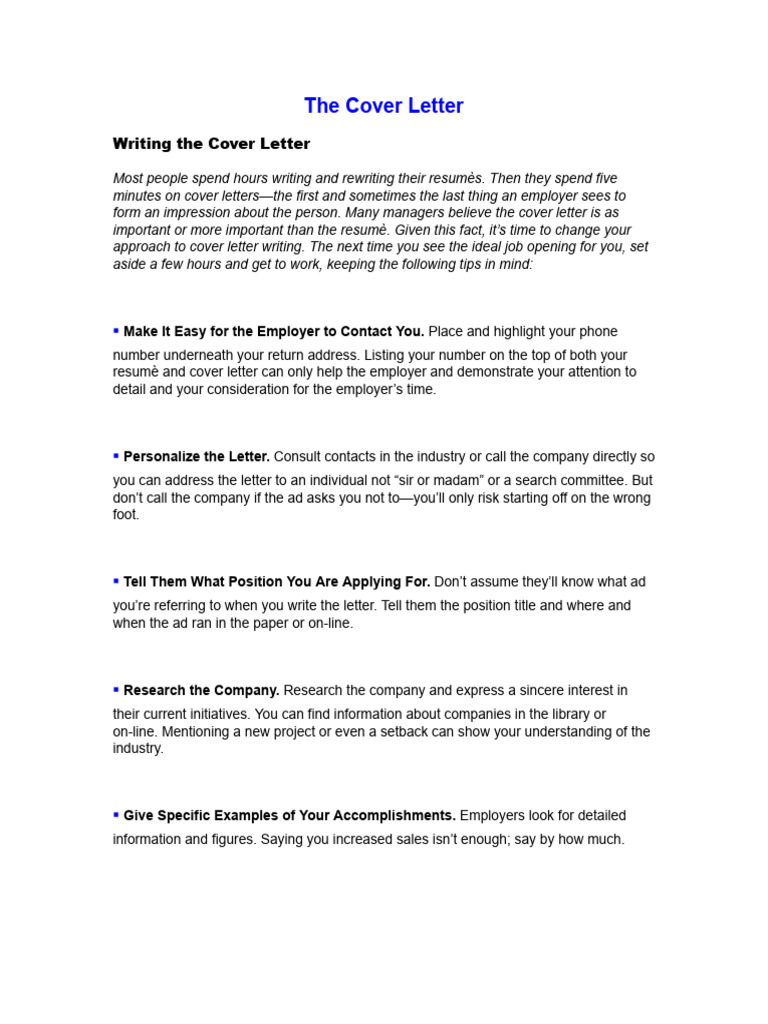 Cover Letter Requirements | PDF