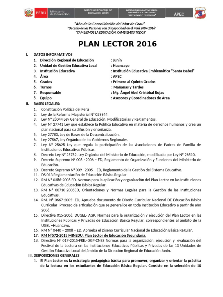 Plan Lector 2016 2 | PDF