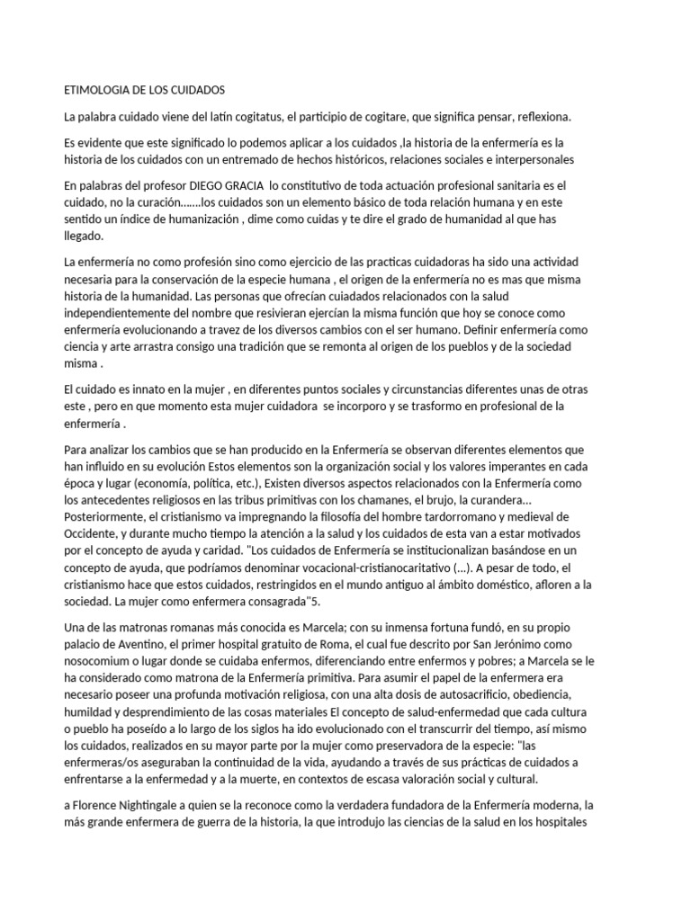 Etimologia de Los Cuidados | PDF | Enfermería | Partería