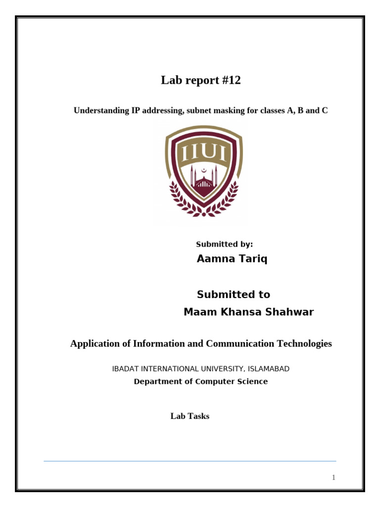 Lab Report 12 (AICT) | PDF Lab Report 12 (AICT) | PDF