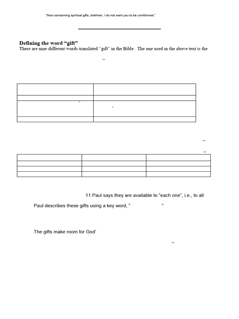 The Gifts of The Holy Spirit - Handout 1 | PDF