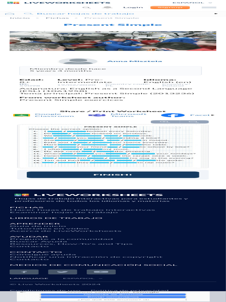 Present Simple interactive exercise for Pre-inter… | PDF