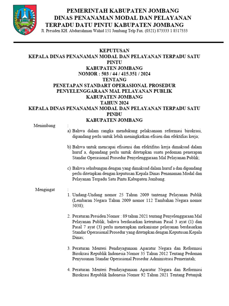 Revisi SOP MPP 1 | PDF