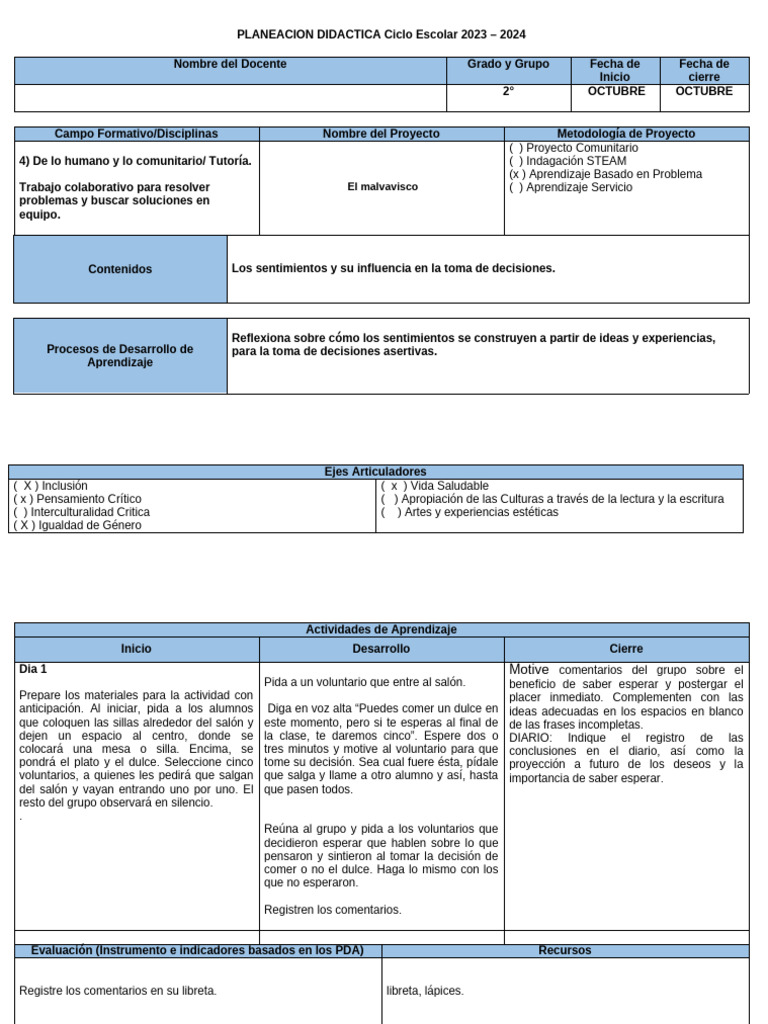Sem.5 - Plan de Tutoria | PDF