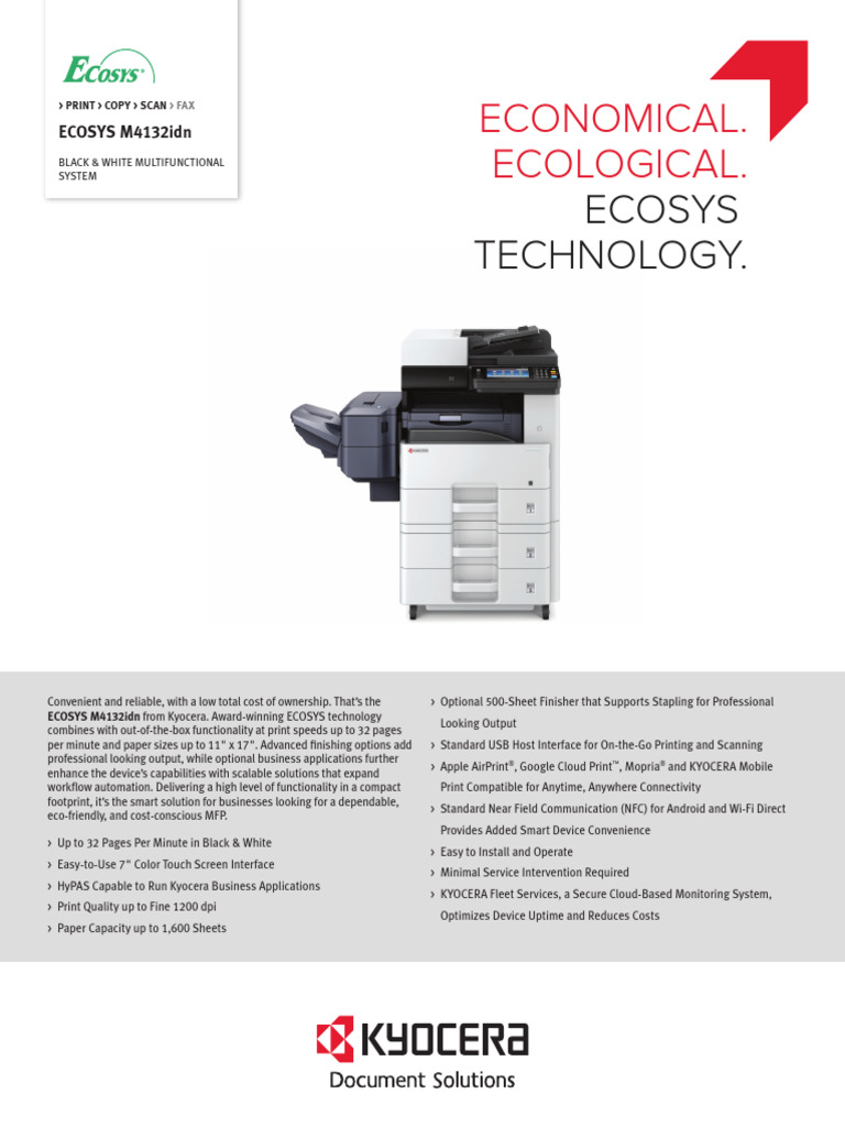 ECOSYS M4132idn Spec Sheet v112817 English | PDF