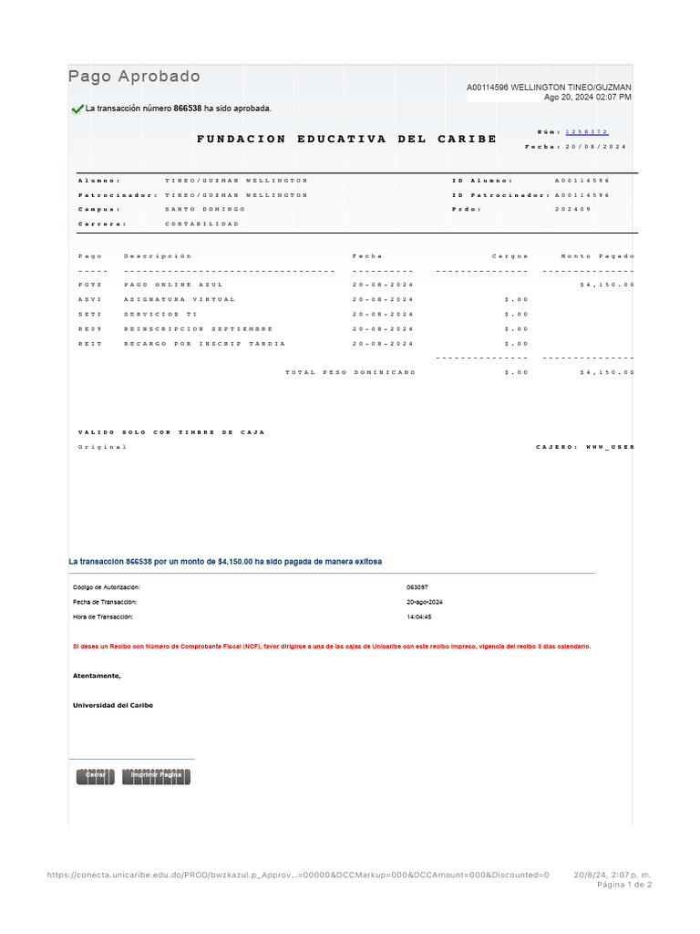Pago Aprobado 2 | PDF