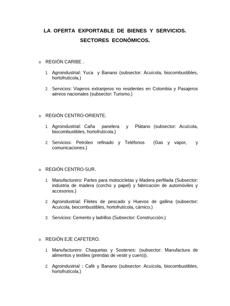 La Oferta Exportable de Bienes y Servicios | PDF