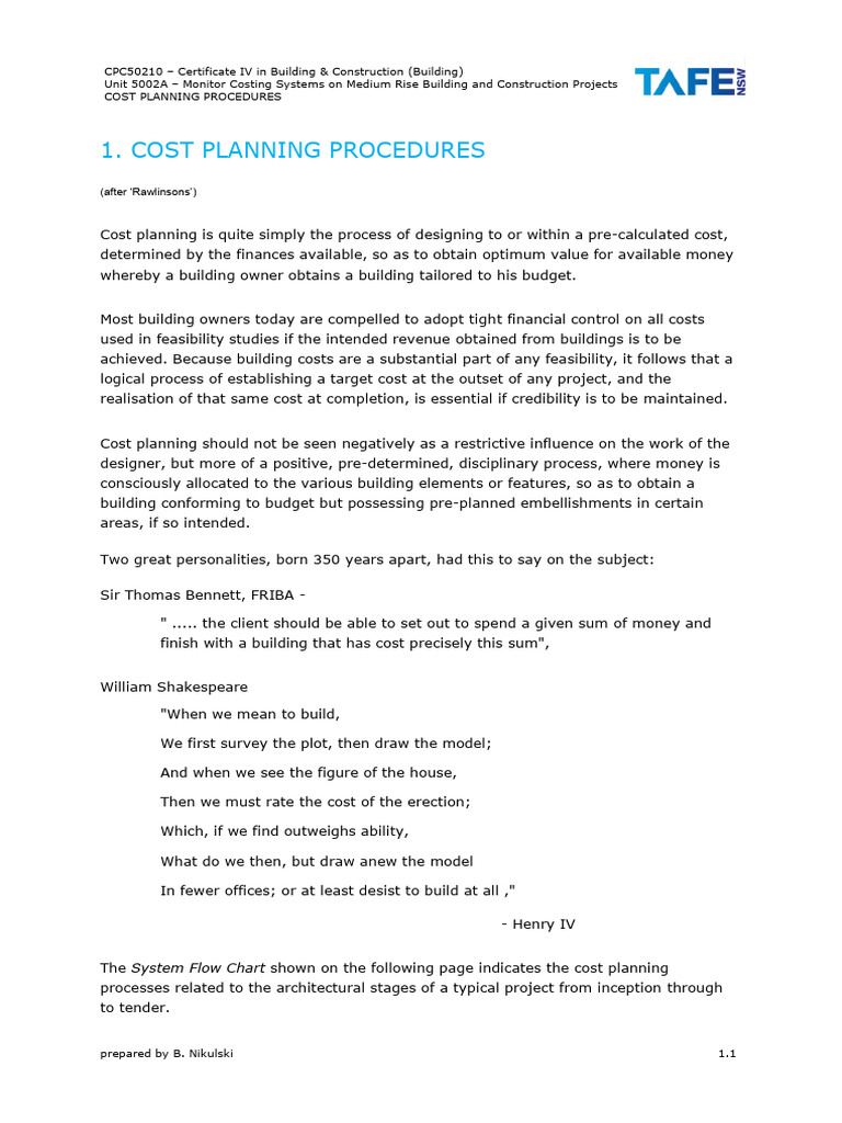 Cost Planning in Building Projects | PDF | Business | Economies