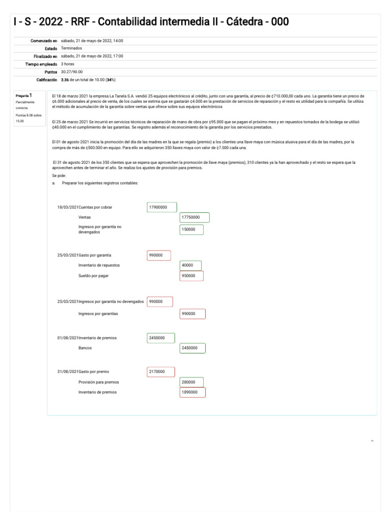Primer Examen Parcial - Contabilidad Intermedia II | PDF