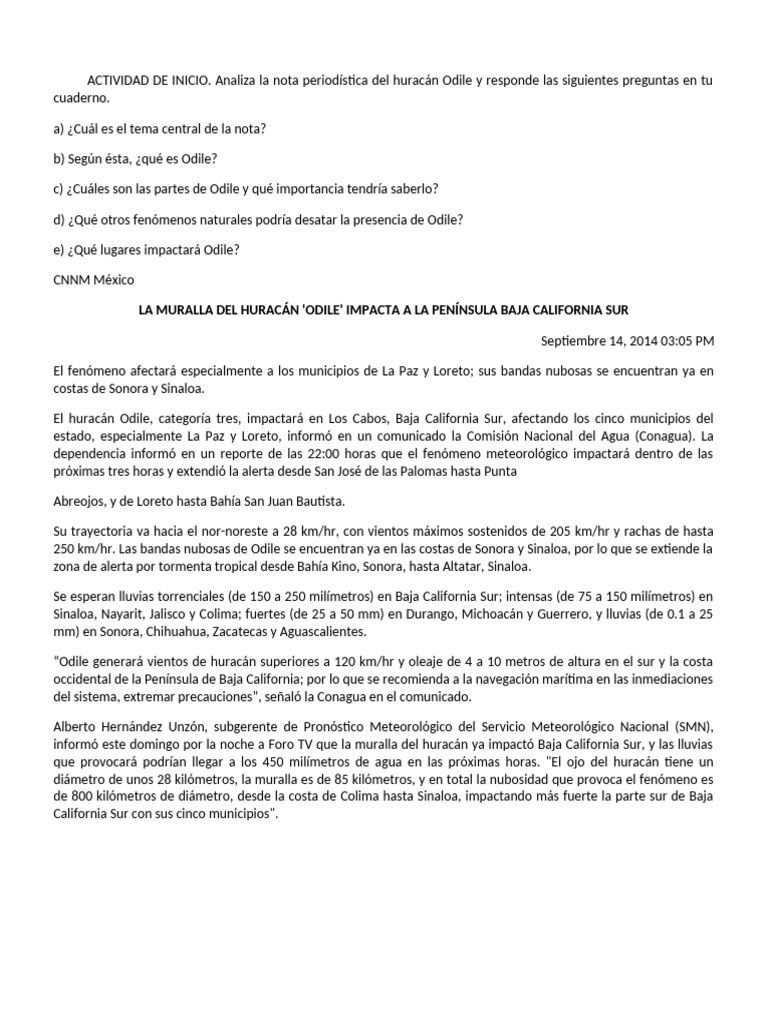 Huracan Odile | PDF | Ciclones tropicales | Ojo (ciclón)