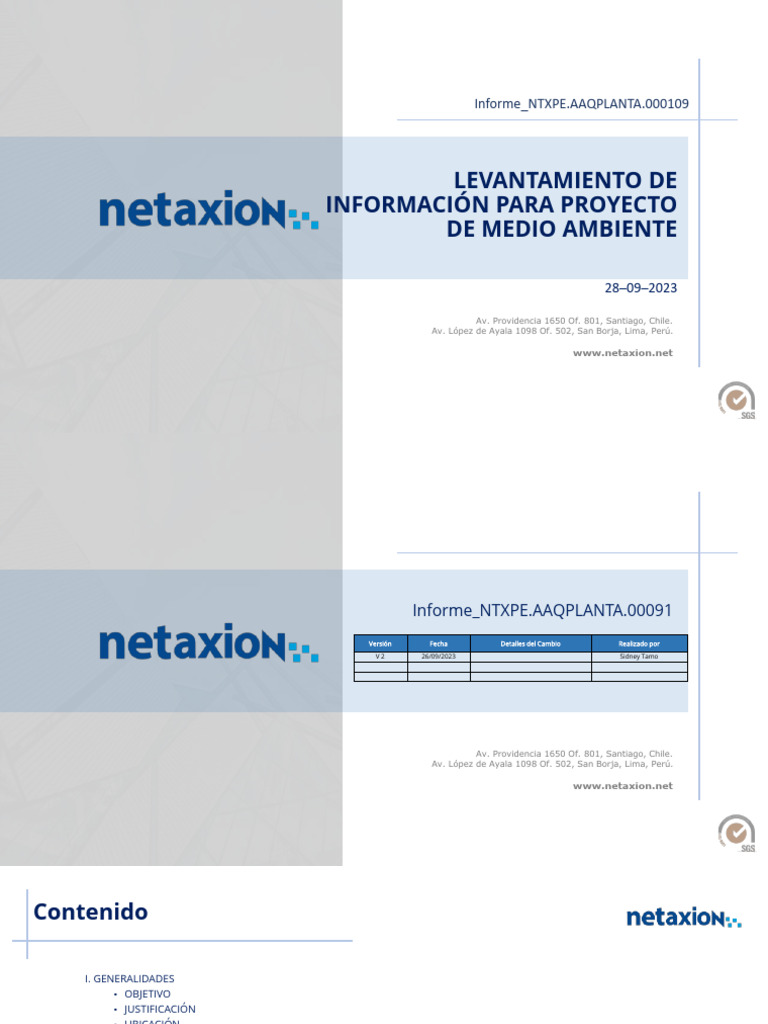 Informe - NTXPE - AAQPLANTA.000109 (v.2) - LEVANTAMIENTO DE INFORMACIÓN PARA PROYECTO DE MEDIO ...