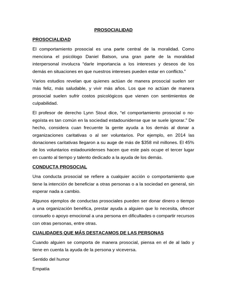 PROSOCIALIDAD | PDF