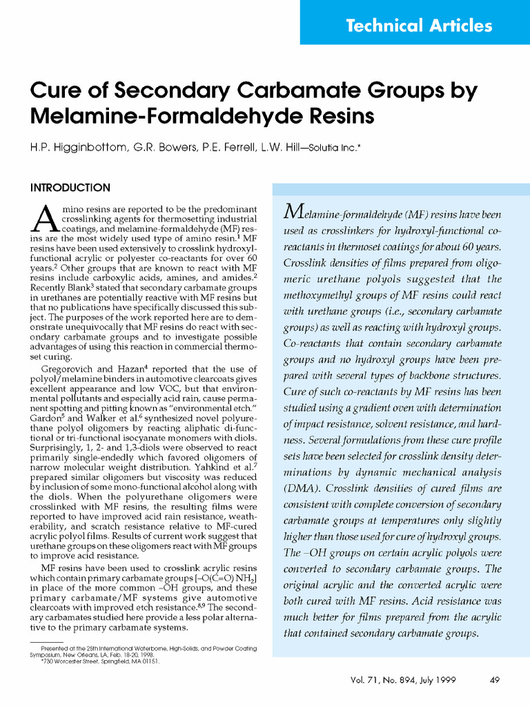 Carbamate-MF Crosslinking | PDF