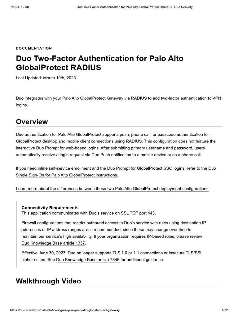 Duo Two-Factor Authentication For Palo Alto GlobalProtect RADIUS - Duo ...