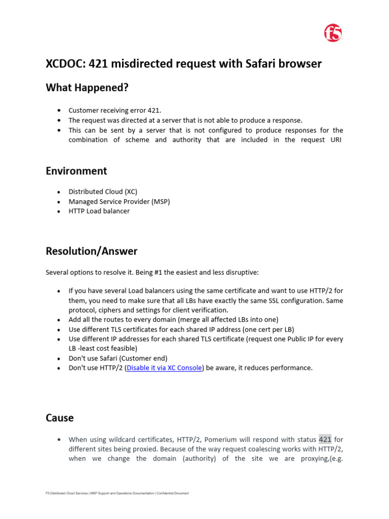 MSPDOC - 421 Misdirected Request With Safari Browser | PDF