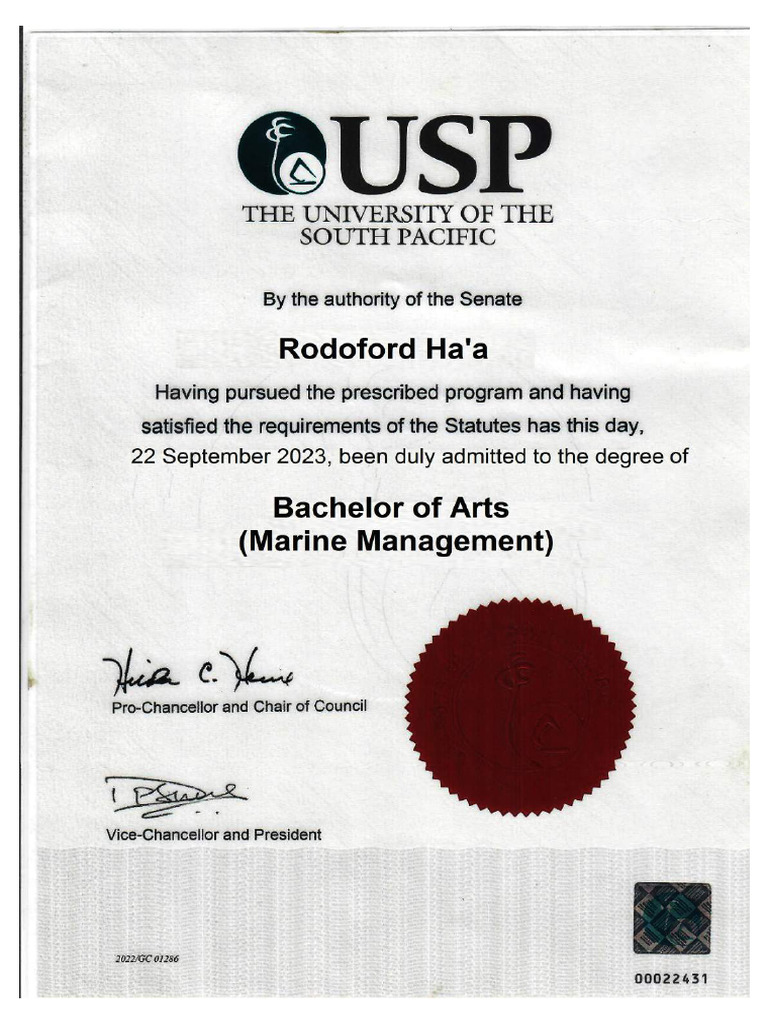 USP CERTIFICATE Rodoford | PDF