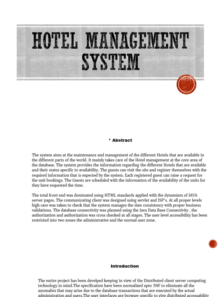 Hotel Management System PDF | PDF | Databases | Java (Programming Language)