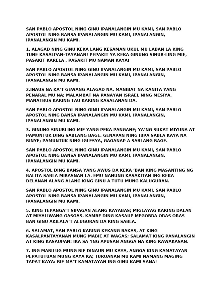 San Pablo Apostol Ning Ginu Ipanalangin Mu Kami | PDF