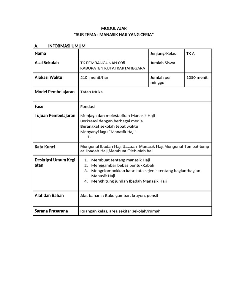 Modul Ajar TK B-32 | PDF