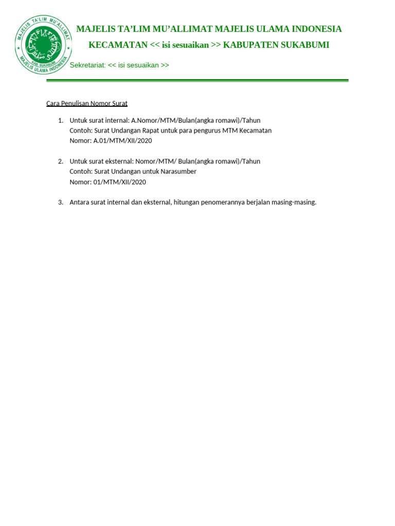 Kop Surat MT Muallimat | PDF